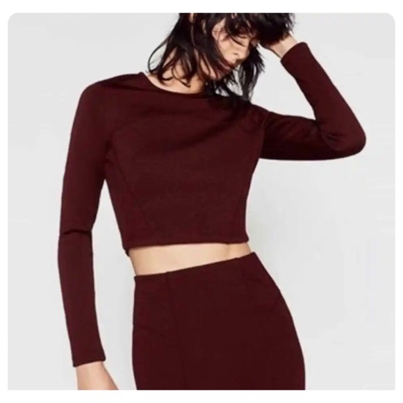 Zara | Tops | Zara Long Sleeve Cropped Top Xl | Poshmark